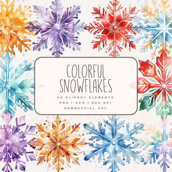 Snowflakes Clipart - Etsy