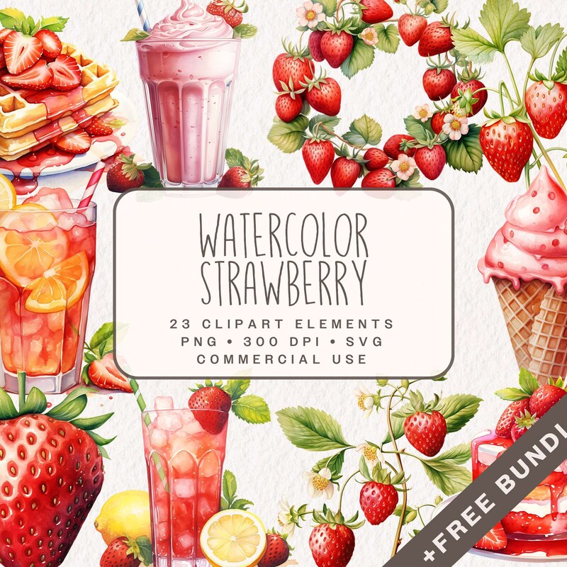 Strawberry Clipart - Etsy