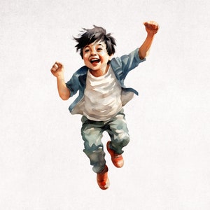 Cartoon Kids Clipart PNG, Cute Children Jumping With Joy, Happy ...