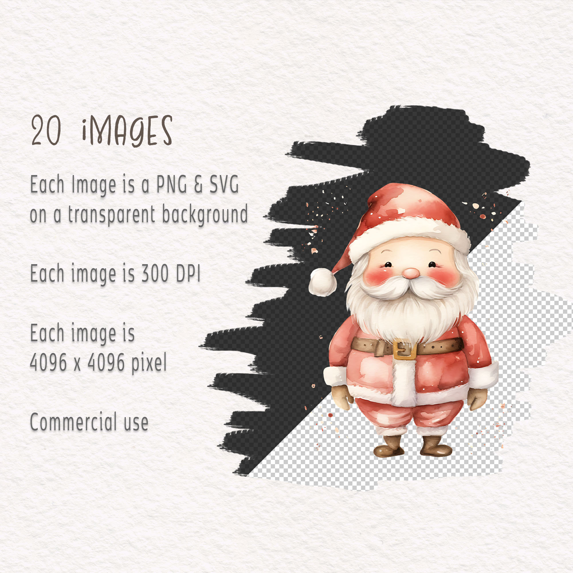 Christmas Cute Santa Clipart, Watercolor Santa Claus Winter Season ...