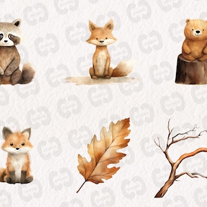 Woodland Animals Clipart Bundle, Cute Nursery Art Containing Bear, Fox ...
