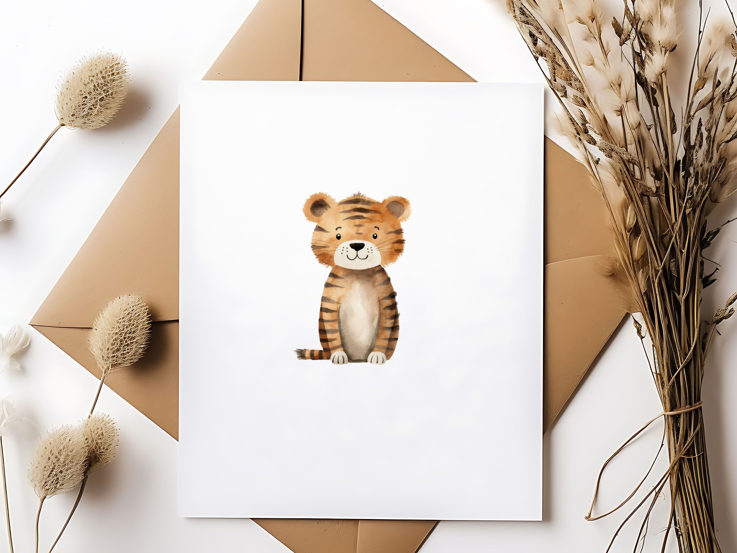 Watercolor Cute Tigers Clipart Bundle Safari Animal Graphics - Etsy