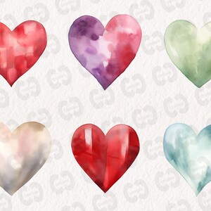 Colorful Watercolor Hearts Clipart Bundle, Valentine Heart Graphics in ...