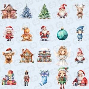 Watercolor Christmas Clipart Bundle, PNG & SVG XMAS Graphics, Cute ...