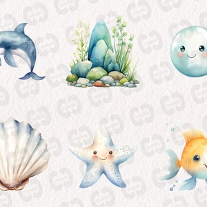 Watercolor Cute Undersea Clipart, Underwater Graphics in PNG & SVG for ...