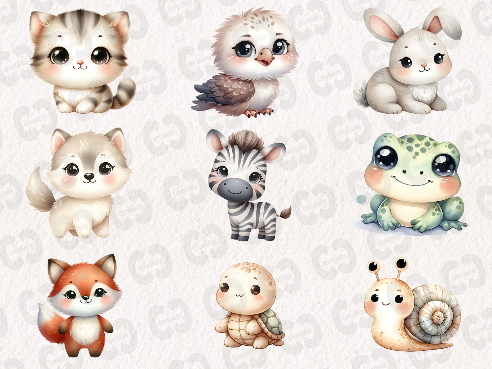 Watercolor Cute Animals Clipart, Cute Animal PNG Bundle, Watercolor ...