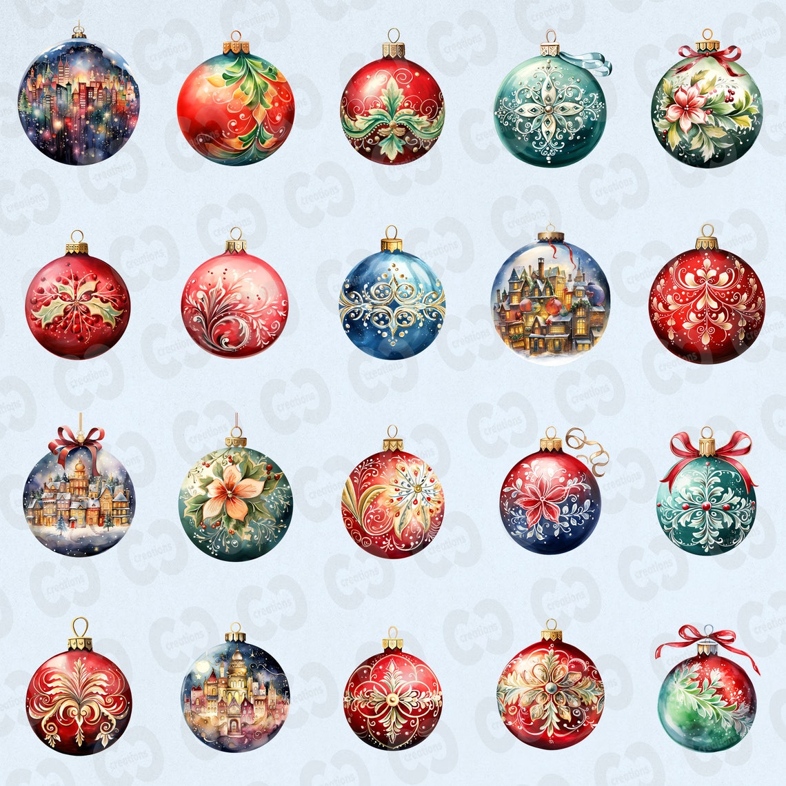 Christmas Ball Clipart Bundle, Cozy Xmas Balls Graphics in PNG and SVG ...