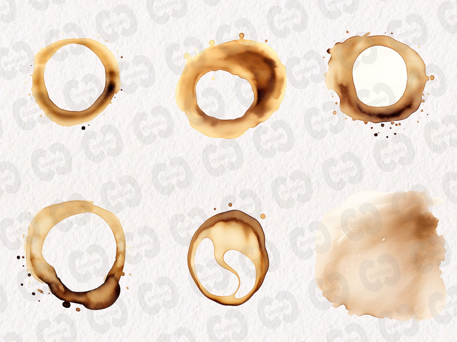 Watercolor Coffee Stains Clipart Coffee Overlay Graphics in - Etsy