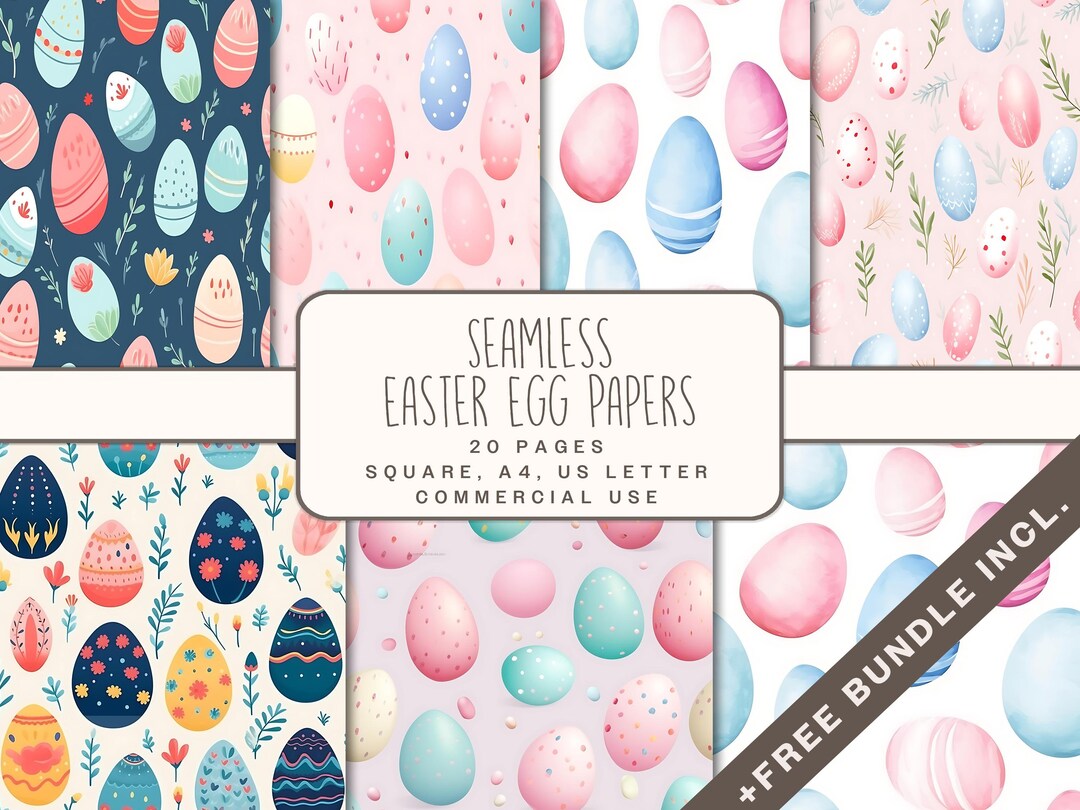 Seamless Easter Eggs Digital Paper, Boho Easter Patterns in JPG Format ...