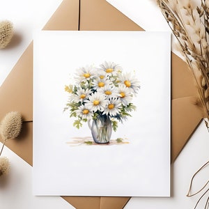 Watercolor Daisy Flower Clipart Bundle, Cute Daises Graphics, Digital ...