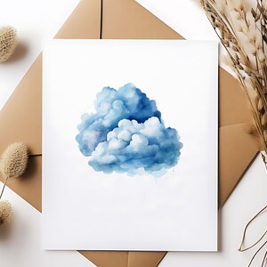 Watercolor Clouds Clipart Bundle, Blue Cute Cloudy Graphics, Sky ...