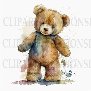 Watercolor Teddy Bear Clipart - 11 High Quality Pngs - Digital Download ...
