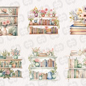 Watercolor Cottagecore Books Clipart, Pastel Book Graphics, Antique ...