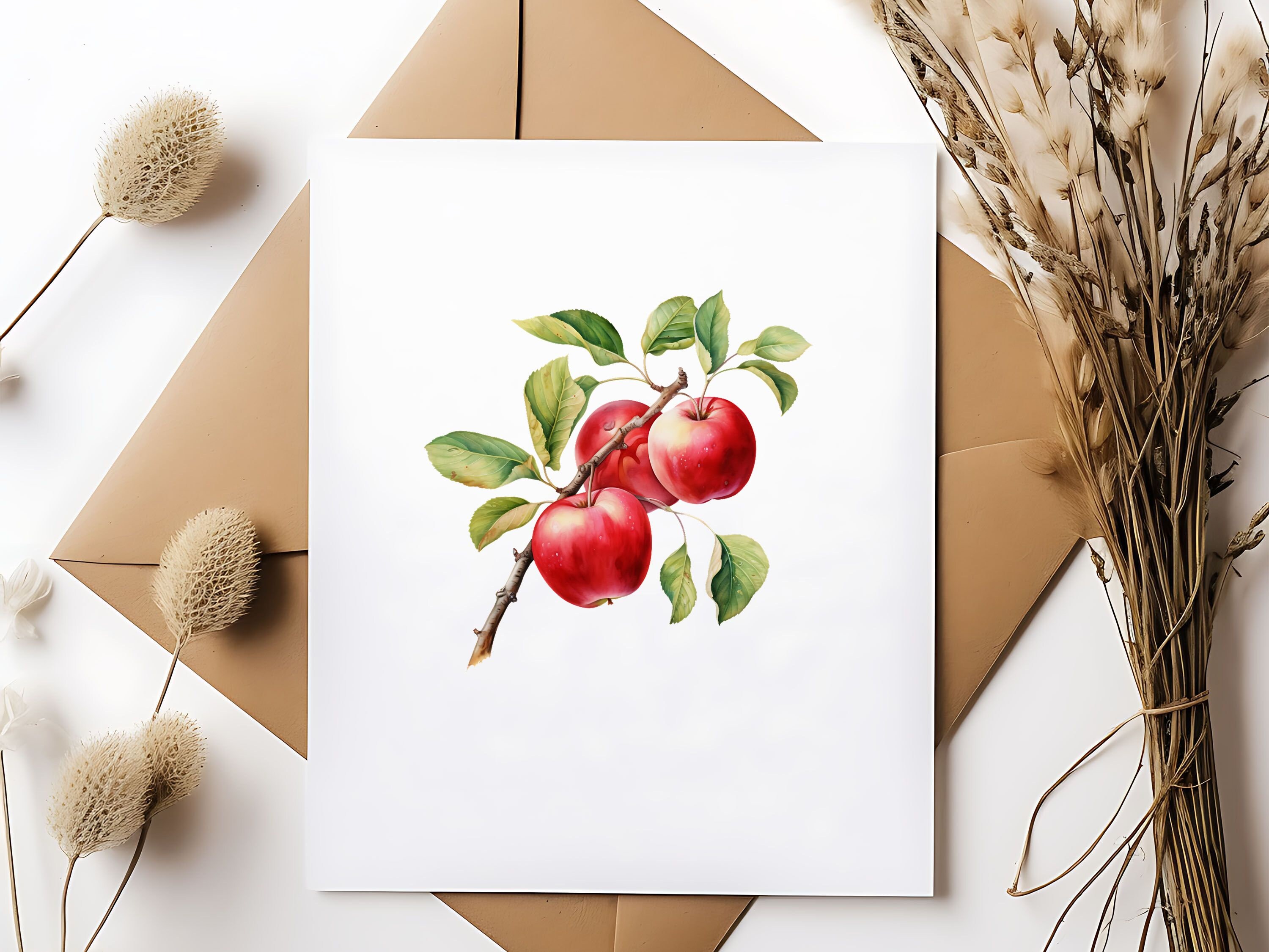 Watercolor Apples Clipart Bundle, Cute Food Graphics in PNG and SVG ...