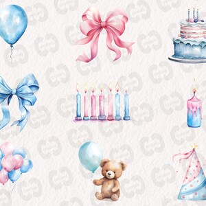 Pastel Birthday Clipart Bundle, Watercolor Birthday Party Clip Art ...