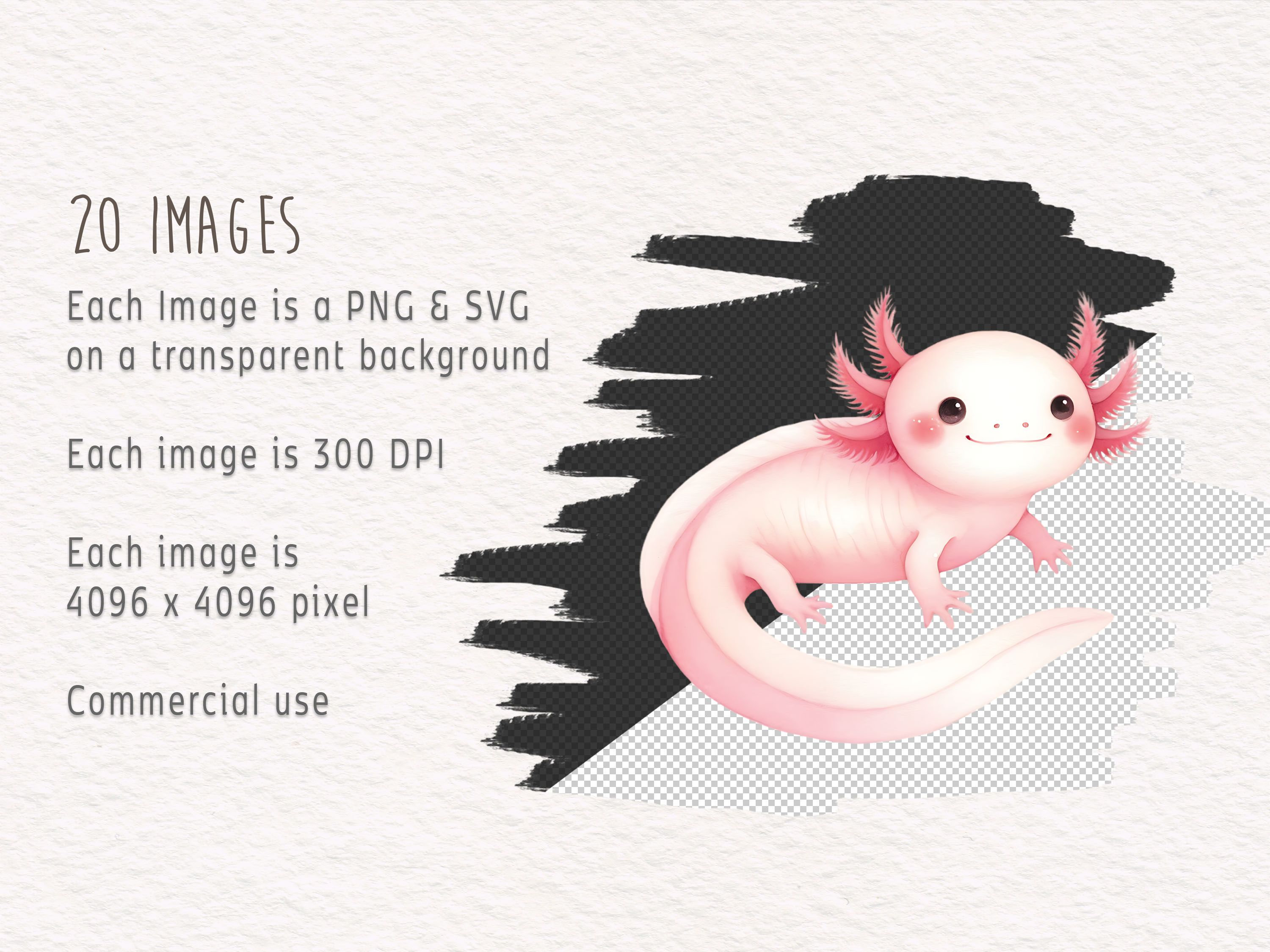 Cute Axolotl Clipart Bundle, Pink Watercolor Axolotl Clip Art, Kawaii ...