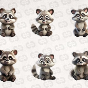 Cute Raccoon Clipart Bundle, Clip Art Set of 20 High Quality Pngs ...
