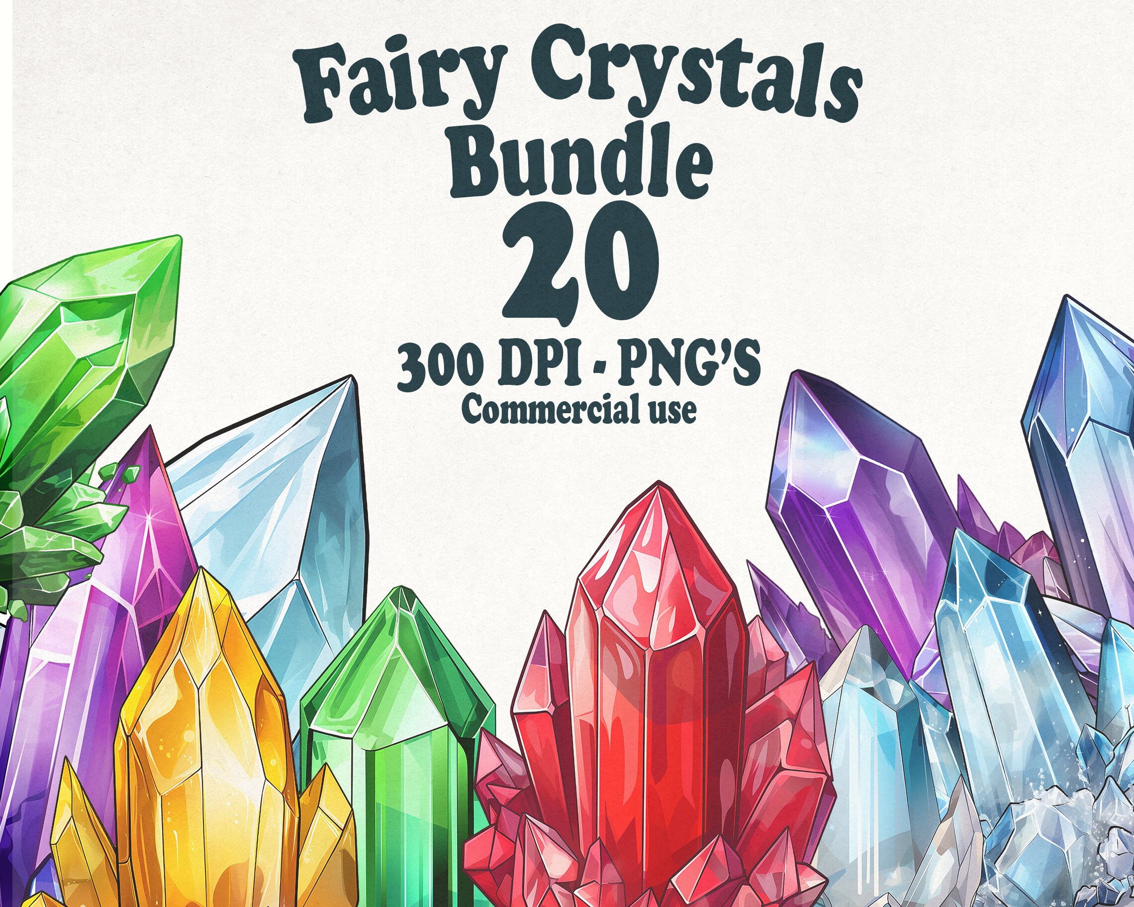 Watercolor Fairy Crystals Clipart 20 Colorful Magic - Etsy