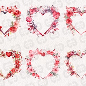 Valentines Day Frames Clipart, Watercolor Romantic Love Graphics for ...