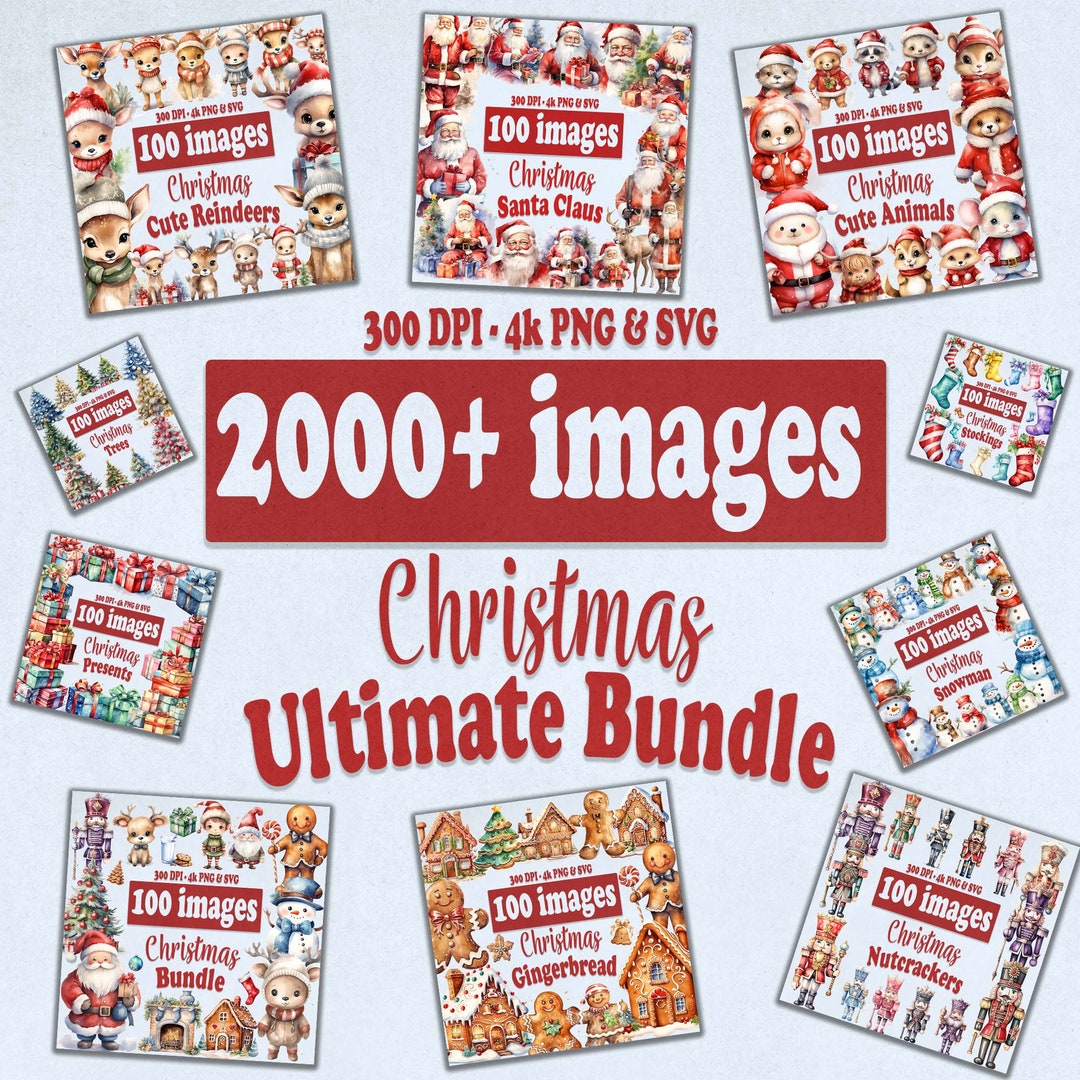 Christmas Mega Bundle Clipart, Watercolor Winter Clip Art, Xmas Season ...