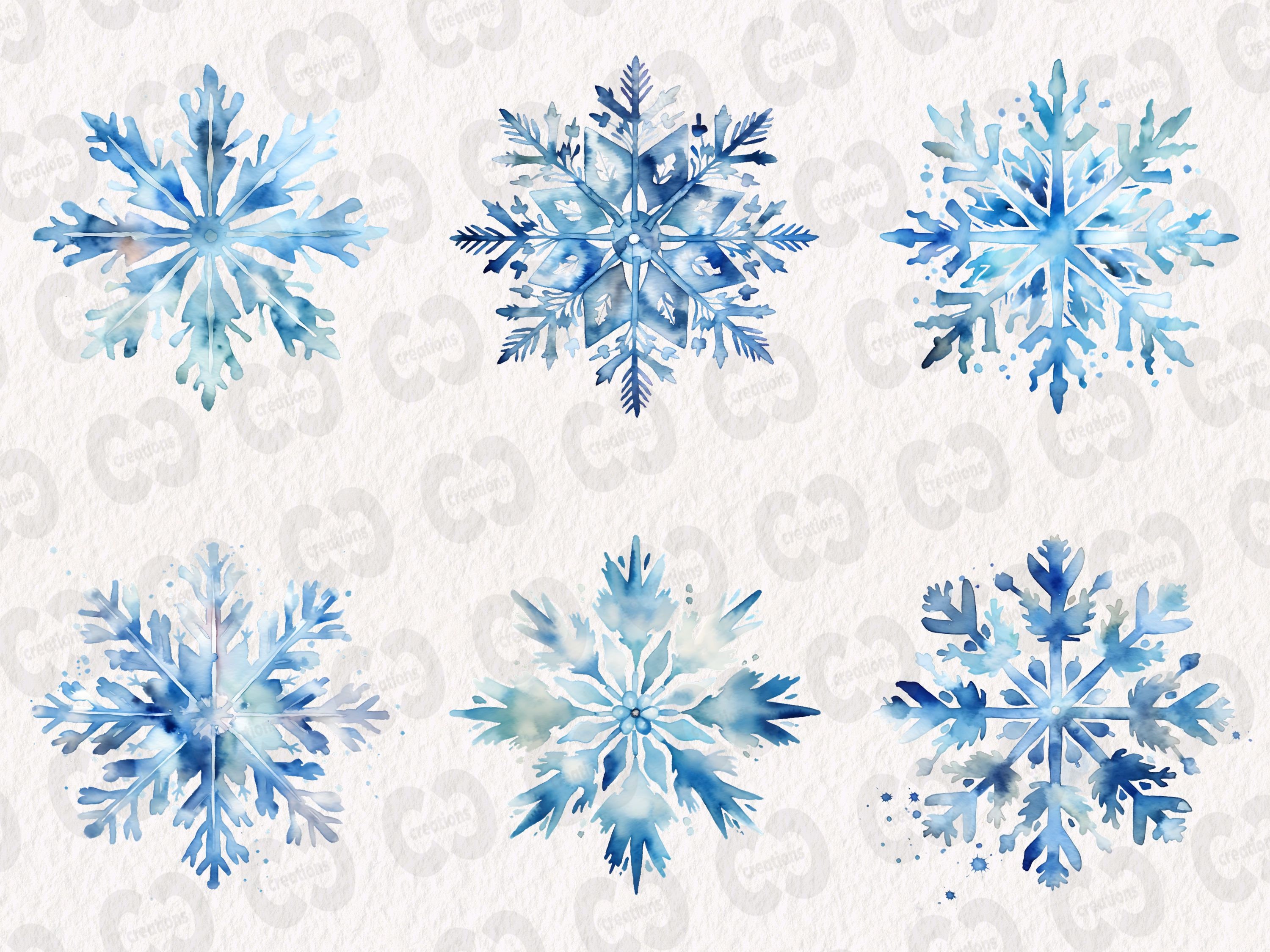 Watercolor Snowflakes Clipart Bundle, Cute Snowflake Winter Graphics in ...