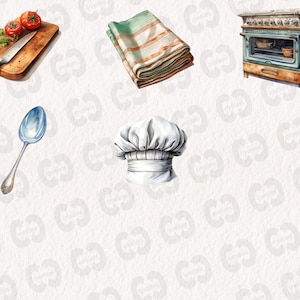 Watercolor Cooking Clipart Bundle, Kitchen Graphics in PNG and SVG ...