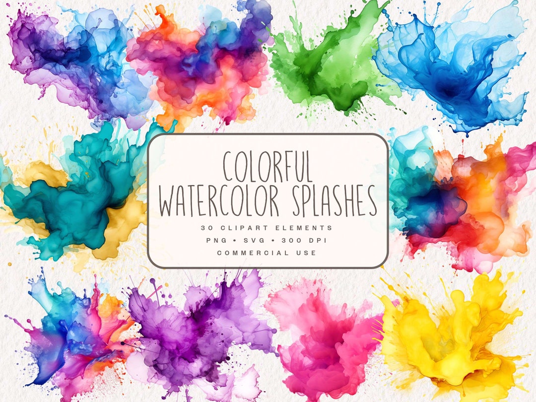 Colorful Watercolor Splash Clipart, Color Splash PNG, Paint Splatter ...
