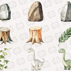 Cute Dinosaur Clipart Bundle, Watercolor Dinosaur Graphics, Baby ...