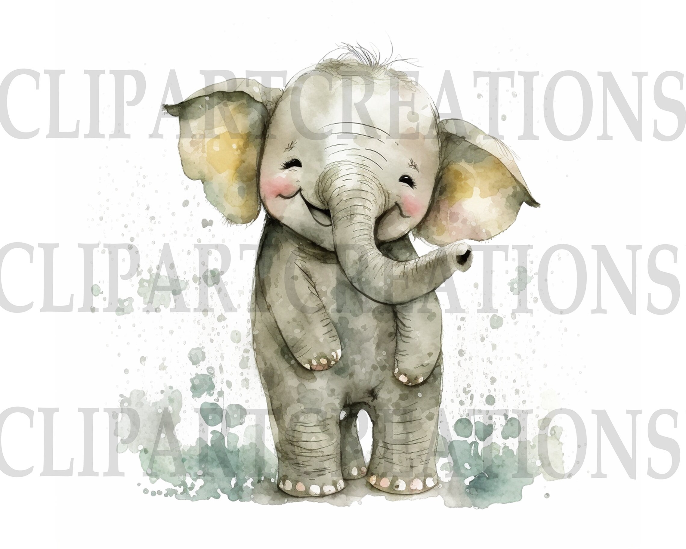 13 Safari Baby Animals Watercolor Clipart, Pngs, Paper Crafts, Cute ...