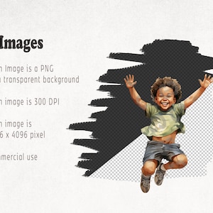 Cartoon Kids Clipart PNG, Cute Children Jumping With Joy, Happy ...