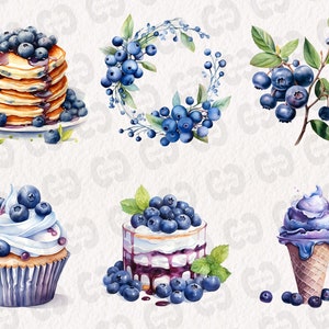 Watercolor Blueberry Clipart Bundle, Cute Food Graphics in PNG and SVG ...