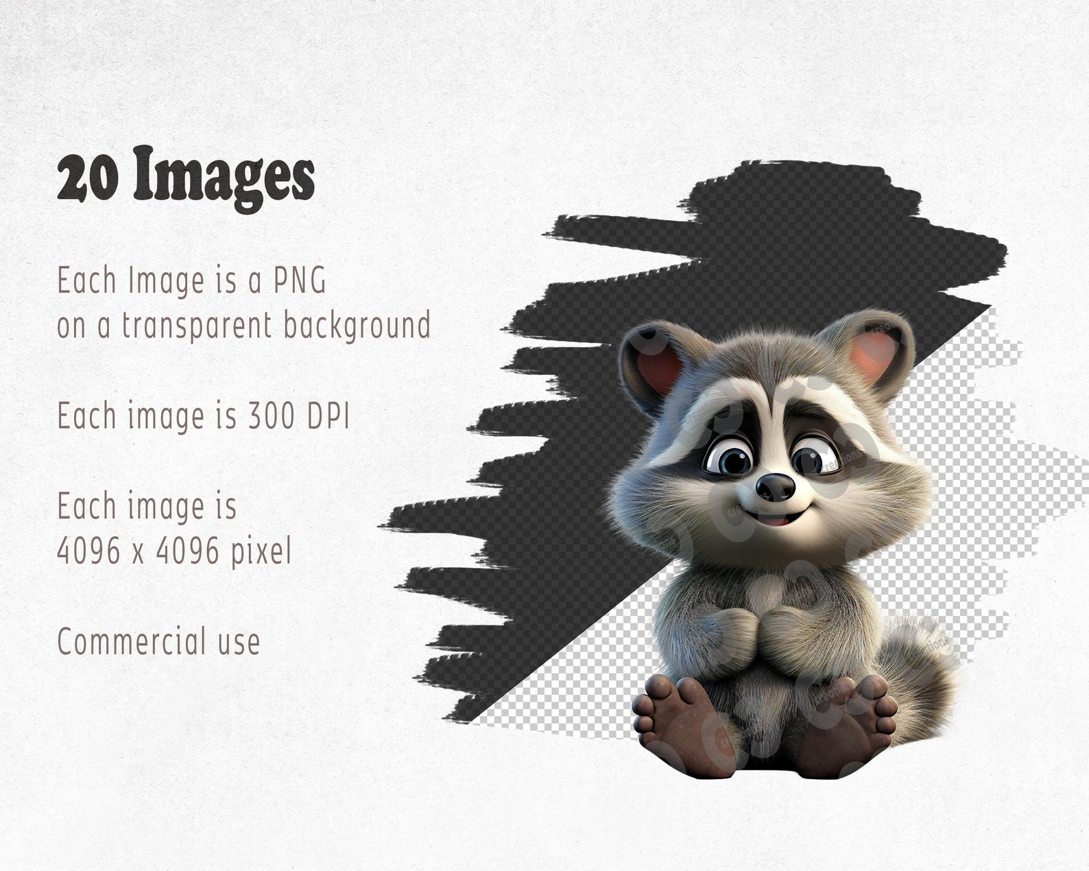 Cute Raccoon Clipart Bundle, Clip Art Set of 20 High Quality Pngs ...