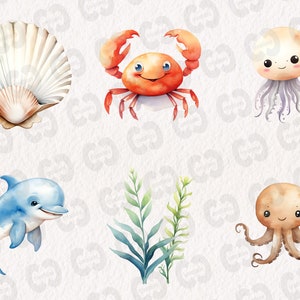Watercolor Cute Undersea Clipart, Underwater Graphics in PNG & SVG for ...