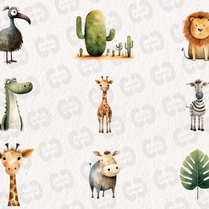 Safari Animals Clipart Bundle, Cute Nursery Art Graphics Containing ...