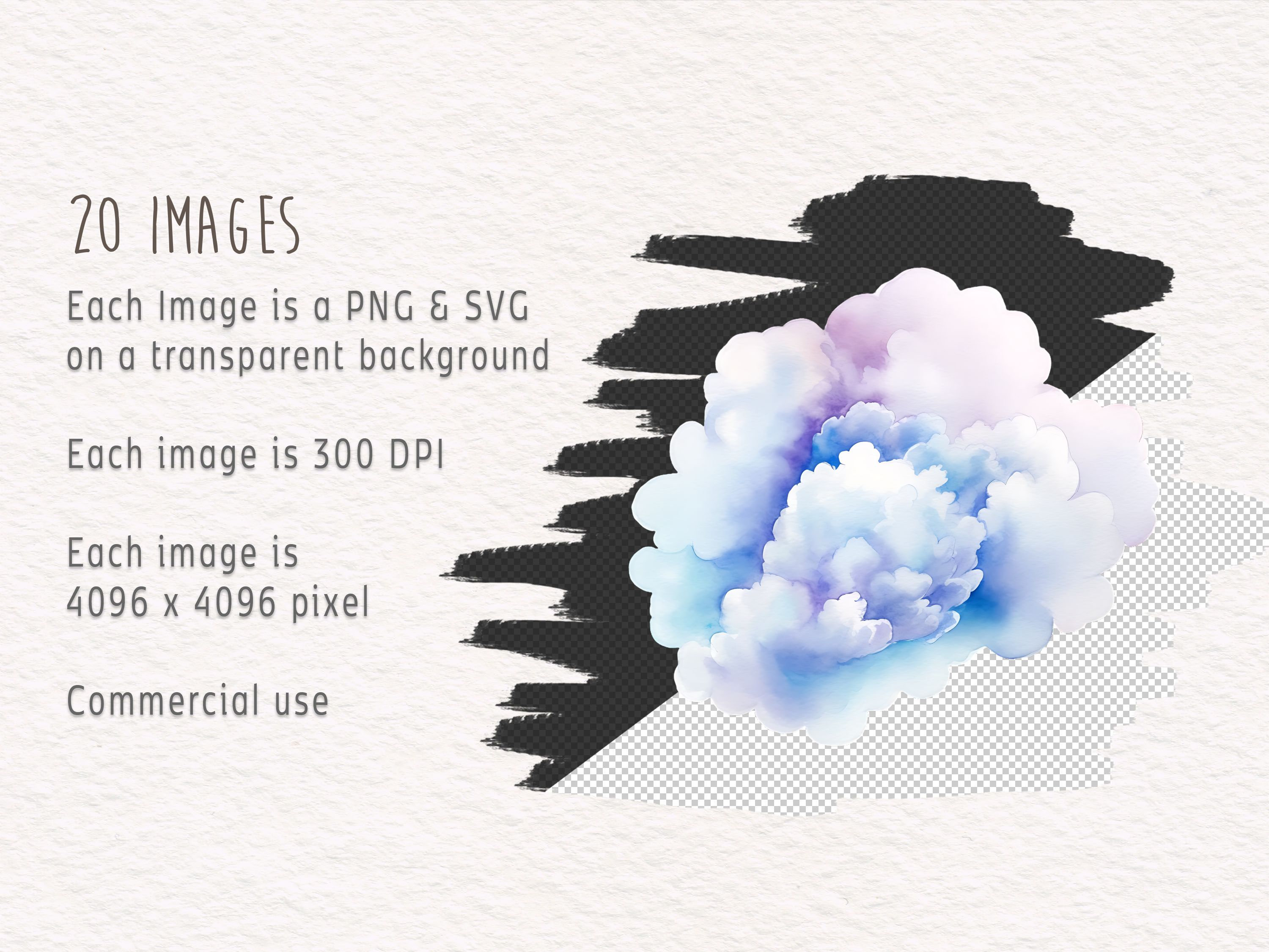 Watercolor Pastel Clouds Clipart, Cute Cloudy Graphics, Sky ...
