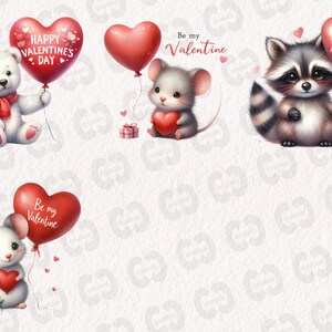 Cute Valentine Animals Clipart, Baby Animals With Heart Balloons, Be My ...