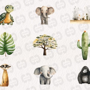 Safari Animals Clipart Bundle, Cute Nursery Art Graphics Containing ...