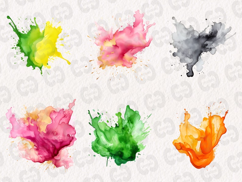 Colorful Watercolor Splash Clipart, Color Splash PNG, Paint Splatter ...