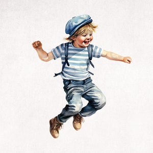 Cartoon Kids Clipart PNG, Cute Children Jumping With Joy, Happy ...