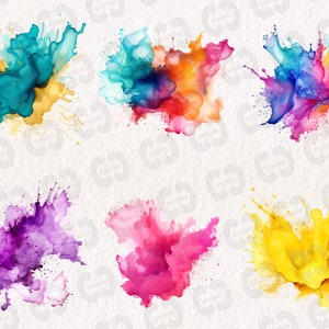 Colorful Watercolor Splash Clipart, Color Splash PNG, Paint Splatter ...