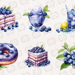 Watercolor Blueberry Clipart Bundle, Cute Food Graphics in PNG and SVG ...
