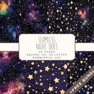 Seamless Night Sky Digital Paper Galaxy Pattern in JPG Night - Etsy