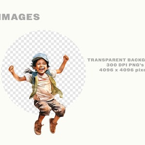 Cartoon Kids Clipart PNG, Cute Children Jumping With Joy, Happy ...