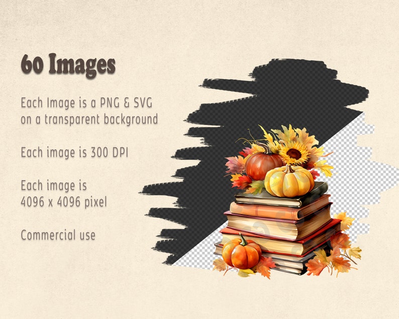 Watercolor Autumn Books Clipart, 60 Fall Stack of Books Graphics Clip ...