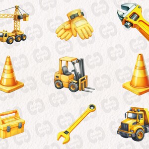 Watercolor Construction Clipart Bundle, Vehicle Bulldozer, Excavator ...