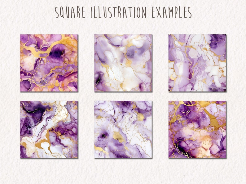 Purple Marble Digital Paper, Purple and Gold Seamless Pattern ...