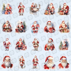 Watercolor Santa Claus Clipart Bundle,100 Christmas Santa With Reindeer ...