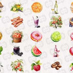 Watercolor Mega Food Clipart Bundle, Fruits and Vegetables Graphics in ...