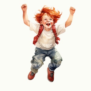 Cartoon Kids Clipart PNG, Cute Children Jumping With Joy, Happy ...