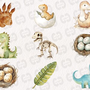 Cute Dinosaur Clipart Bundle, Watercolor Dinosaur Graphics, Baby ...